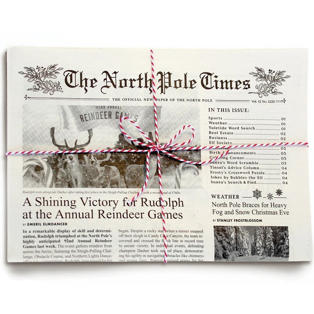 Inklings Paperie The North Pole Times Newspaper Gift Wrap (4 pcs ...